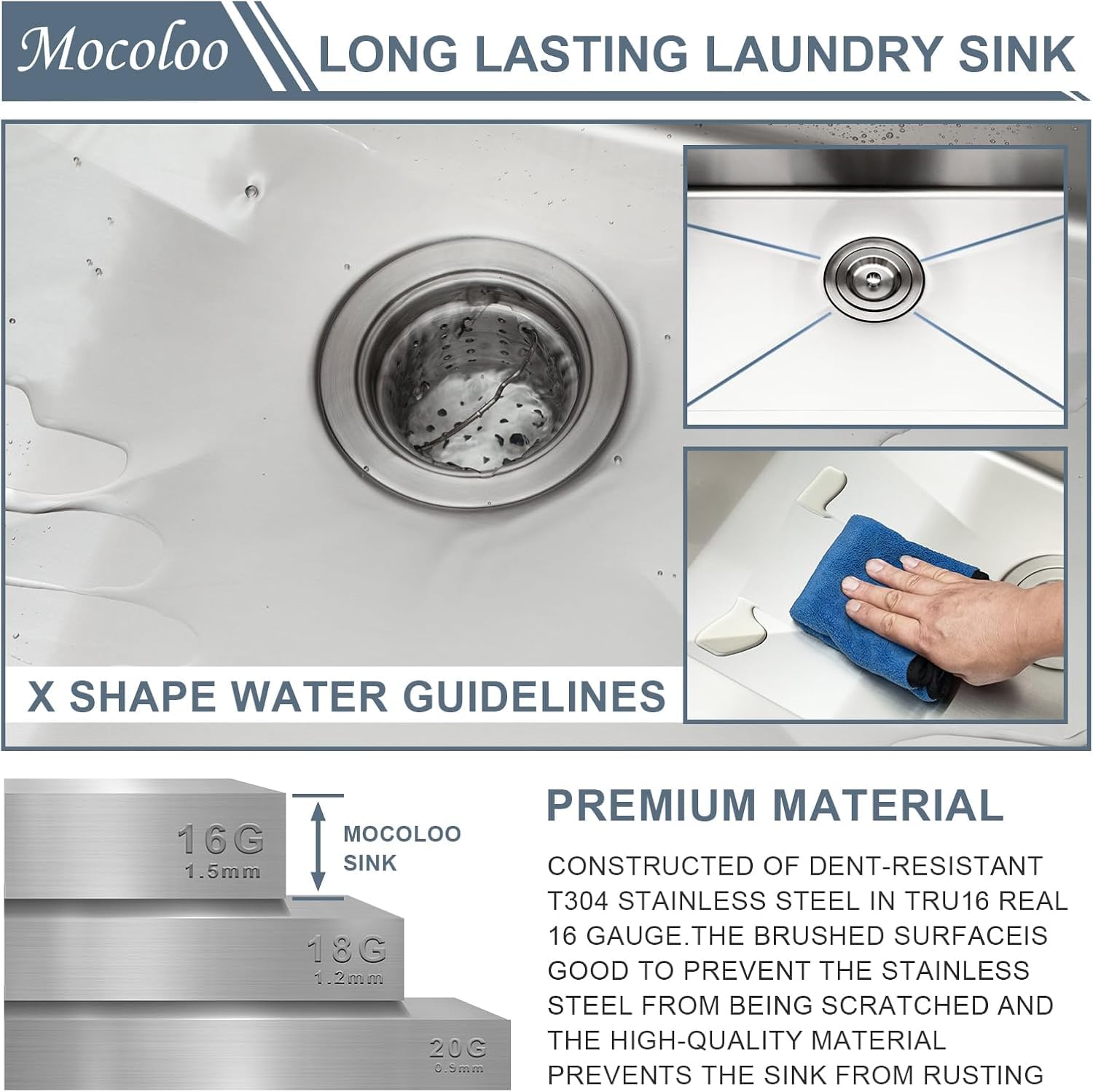 Snapklik.com : 24 Undermount Luandry Sink 24x18x12 Inch Utility Sink 16 ...