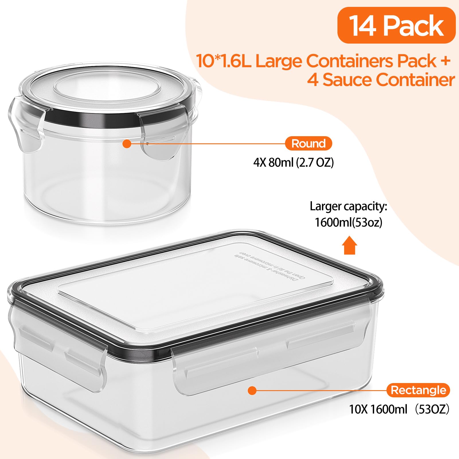 JSCARES Food Storage Containers - 28 Pcs (14 Lids & 14 Containers) BPA ...