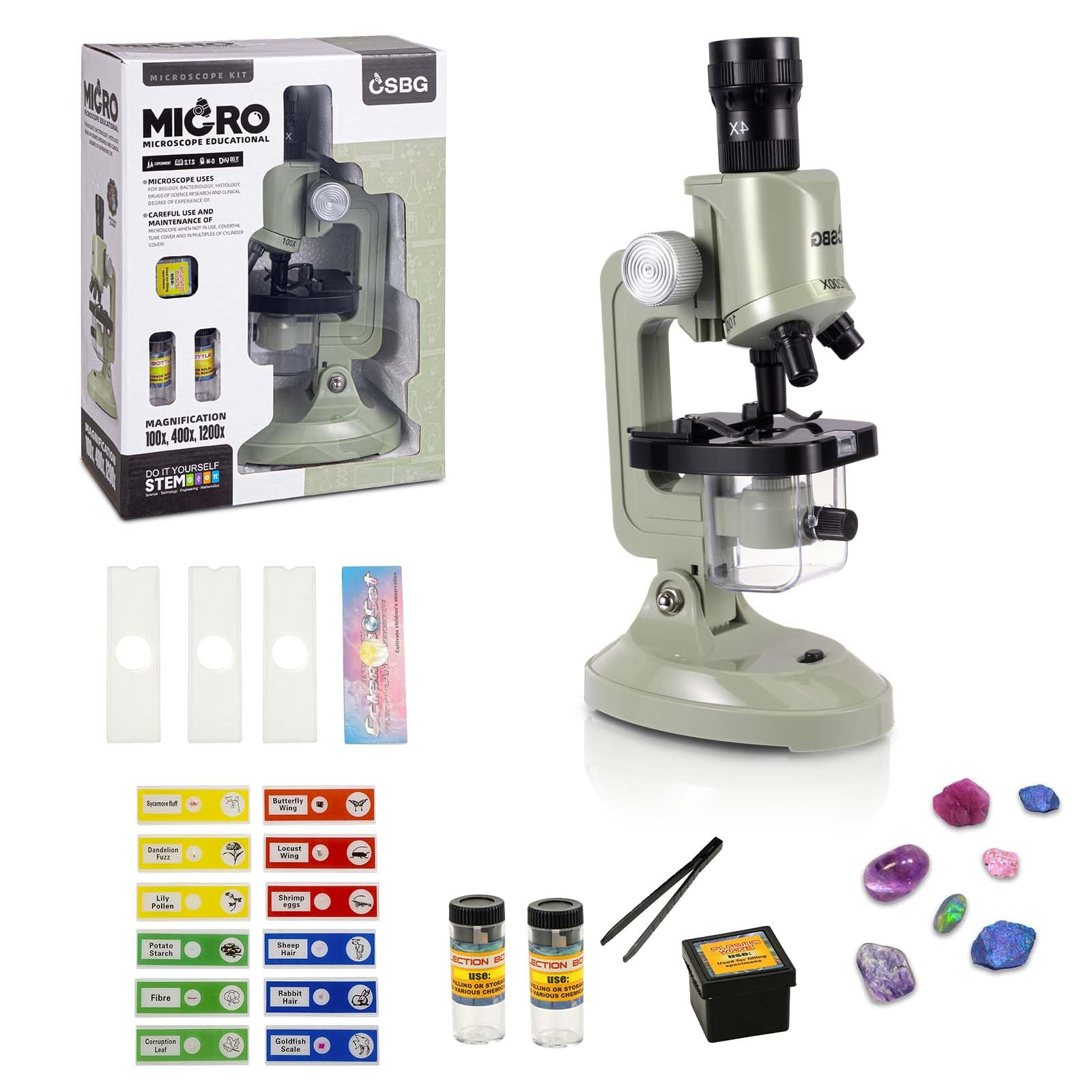 Hesygo Microscope for Kids, 100x - 1200x Kids Microscope Beginner ...