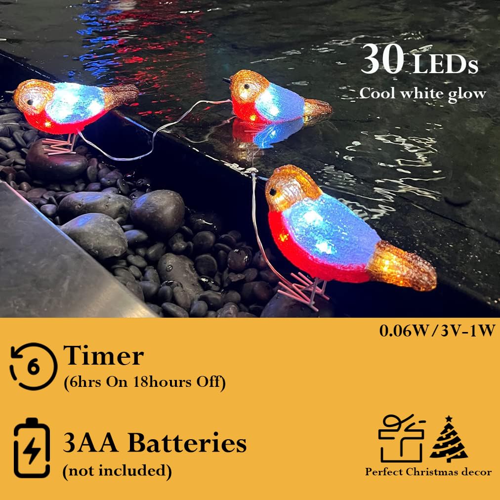 Outdoor Christmas Robin Lights