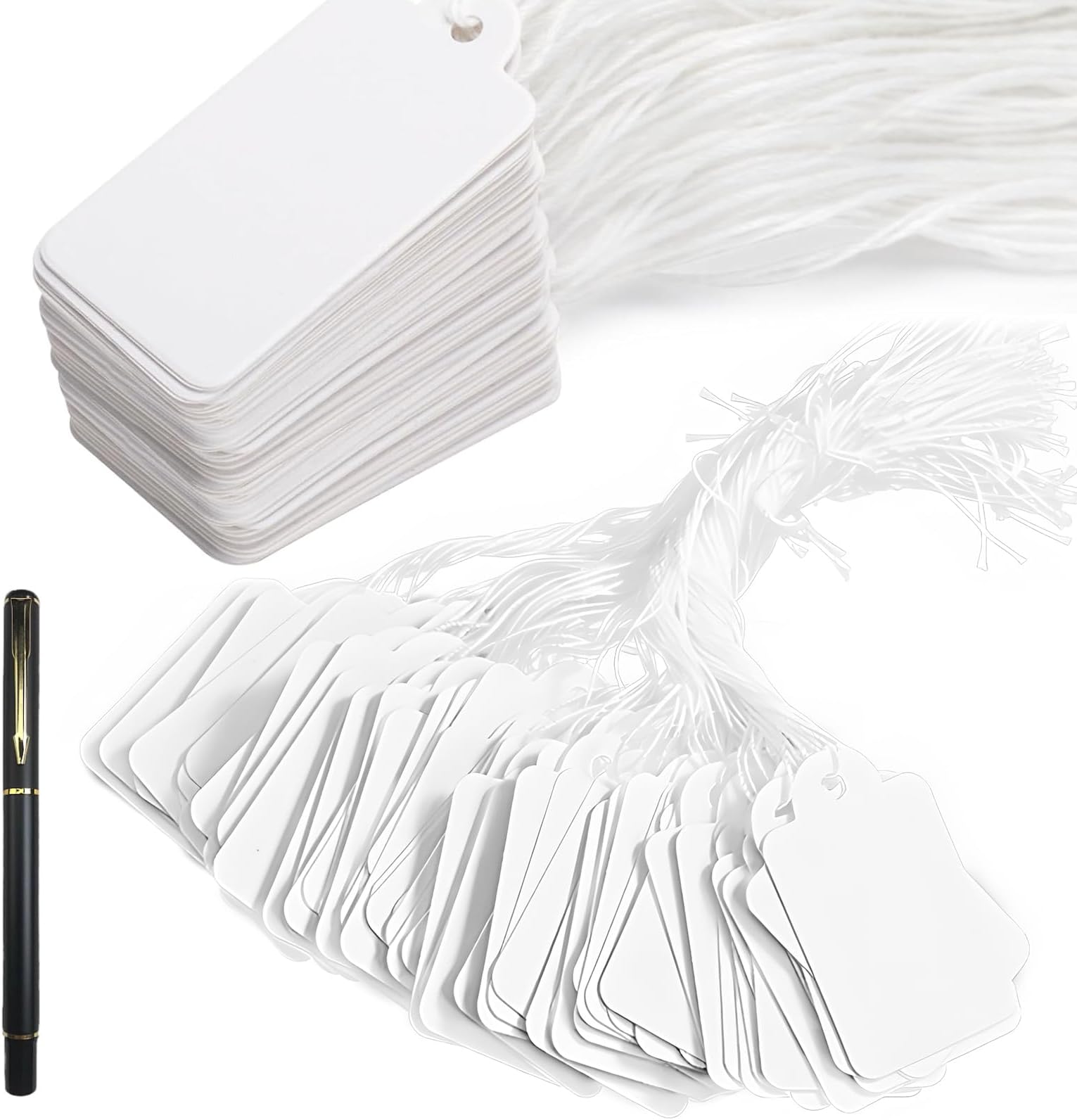 jijAcraft 500 Pcs White Price Tags with String, Luggage Tags Paper ...