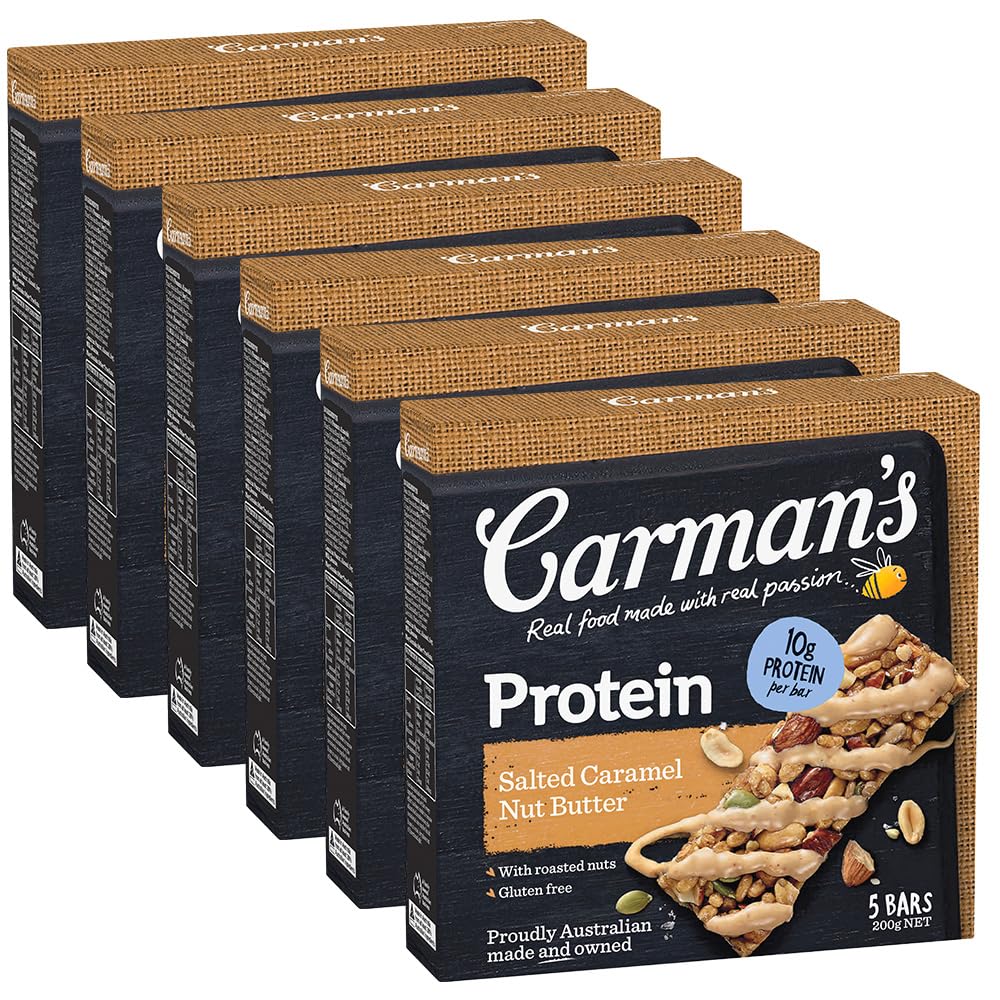 Carman's Protein Bars Salted Caramel Nut Butter 6x200g (Pack of 30 ...