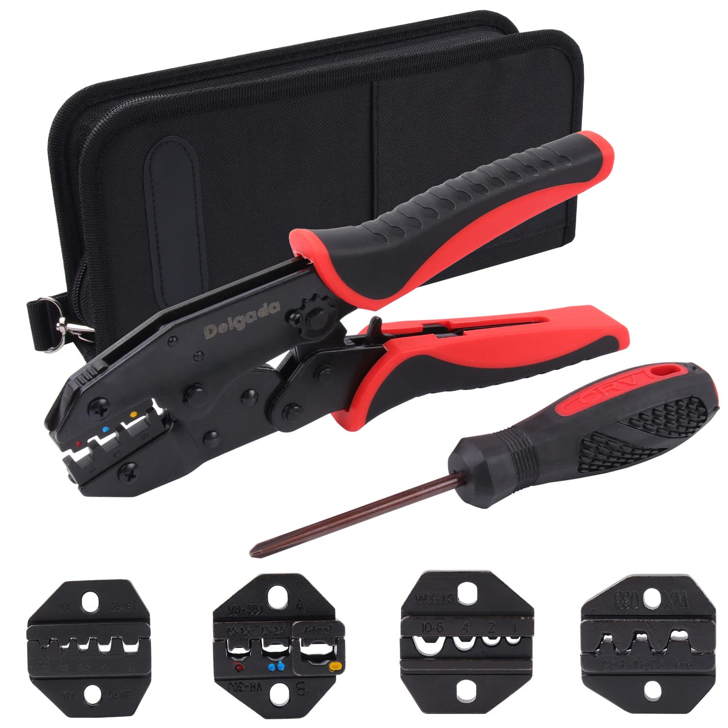 Buy Delgada Ratcheting Crimping Tool Set,5pcs Interchangeable Jaws ...