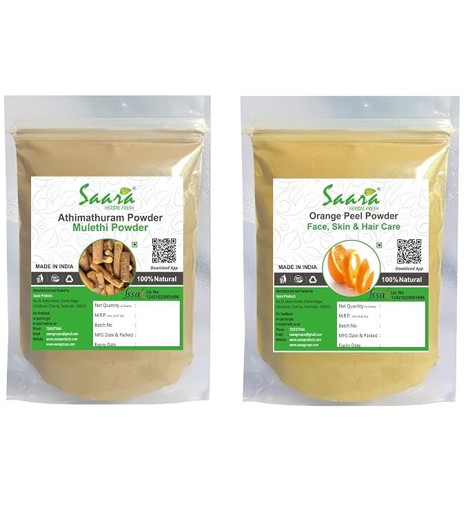 Saara HERBAL FRESH Mulethi Powder and Orange Peel Powder Combo Pack of ...