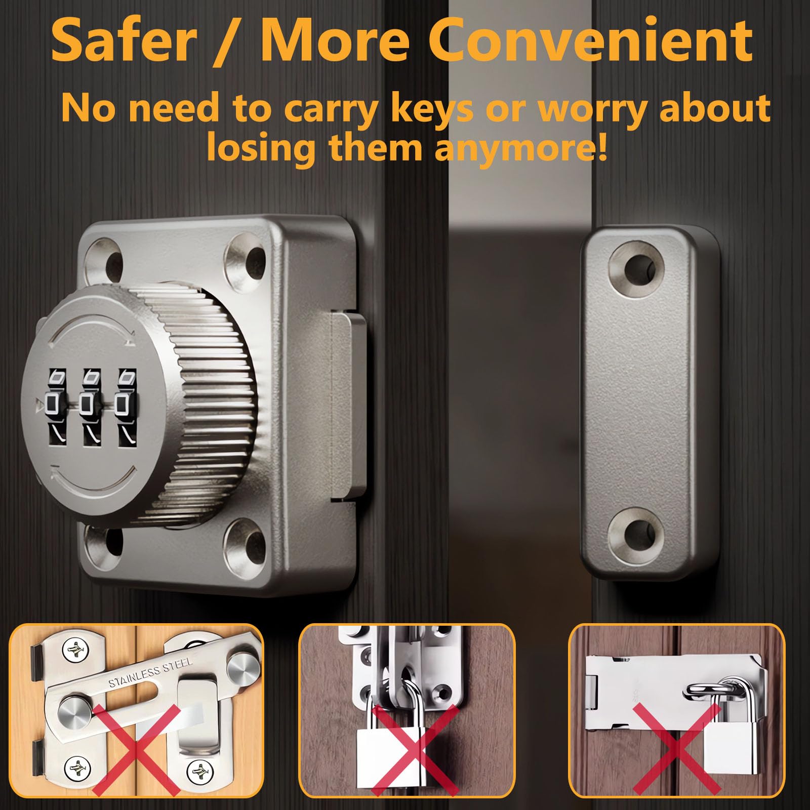 Snapklik.com : Keyless Desk Lock Latch 3-Digit Desk Drawers Lock For ...