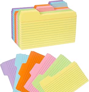 Koogel Index Cards, 252 Sheets Pocket Labeled Lines Kraft Paper Cards ...
