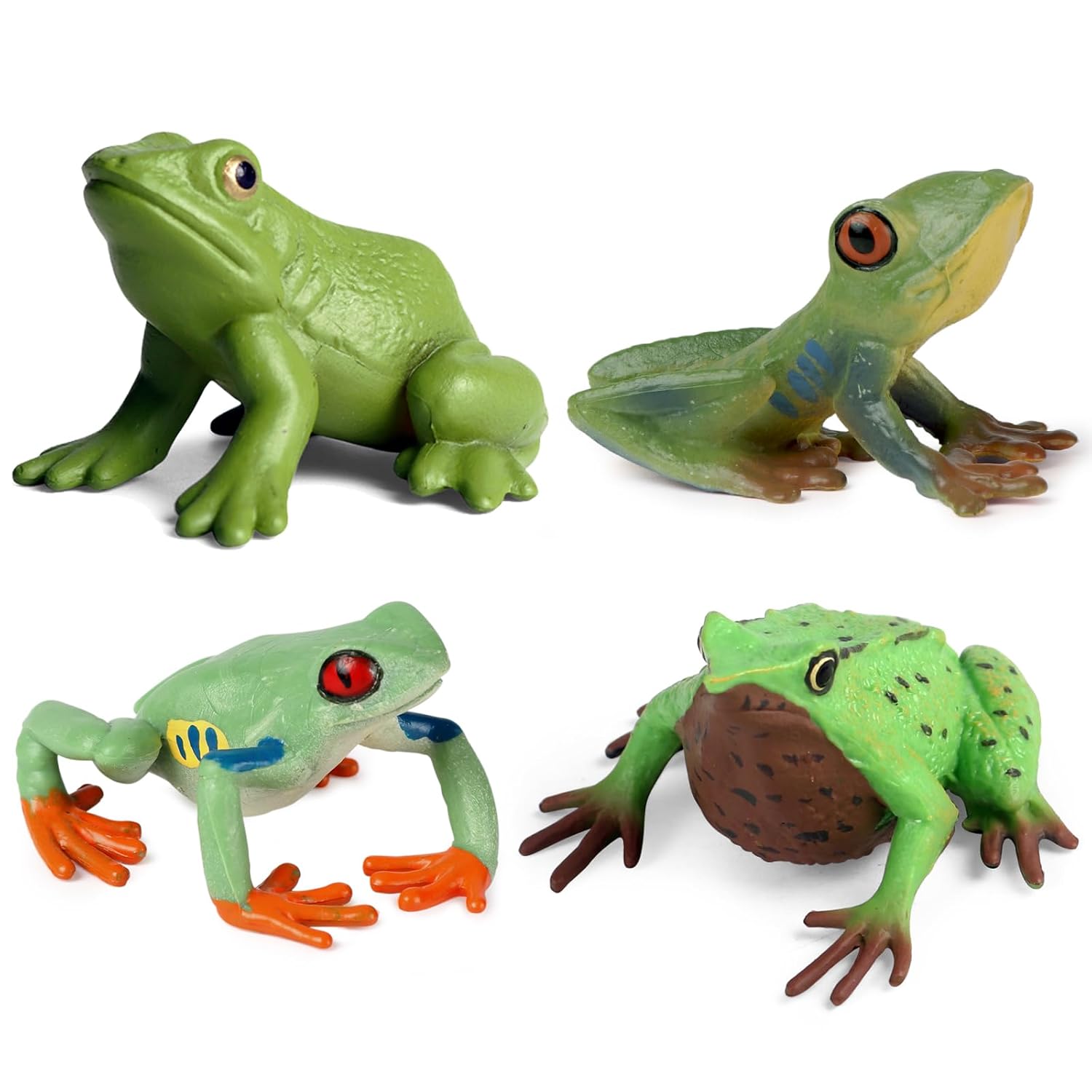 Buy SCAHOW 4PCS Frog Toys Plastic Hand Painted Rubber Frog Figurines ...