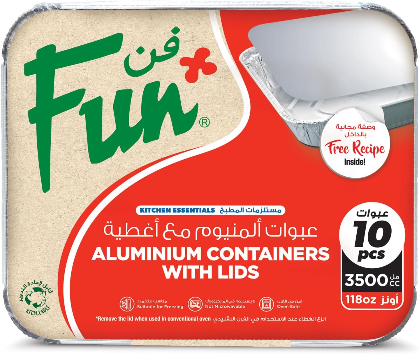 Fun Aluminium Containers with Lids 3500Cc (Pack of 10) – Leakproof Food ...