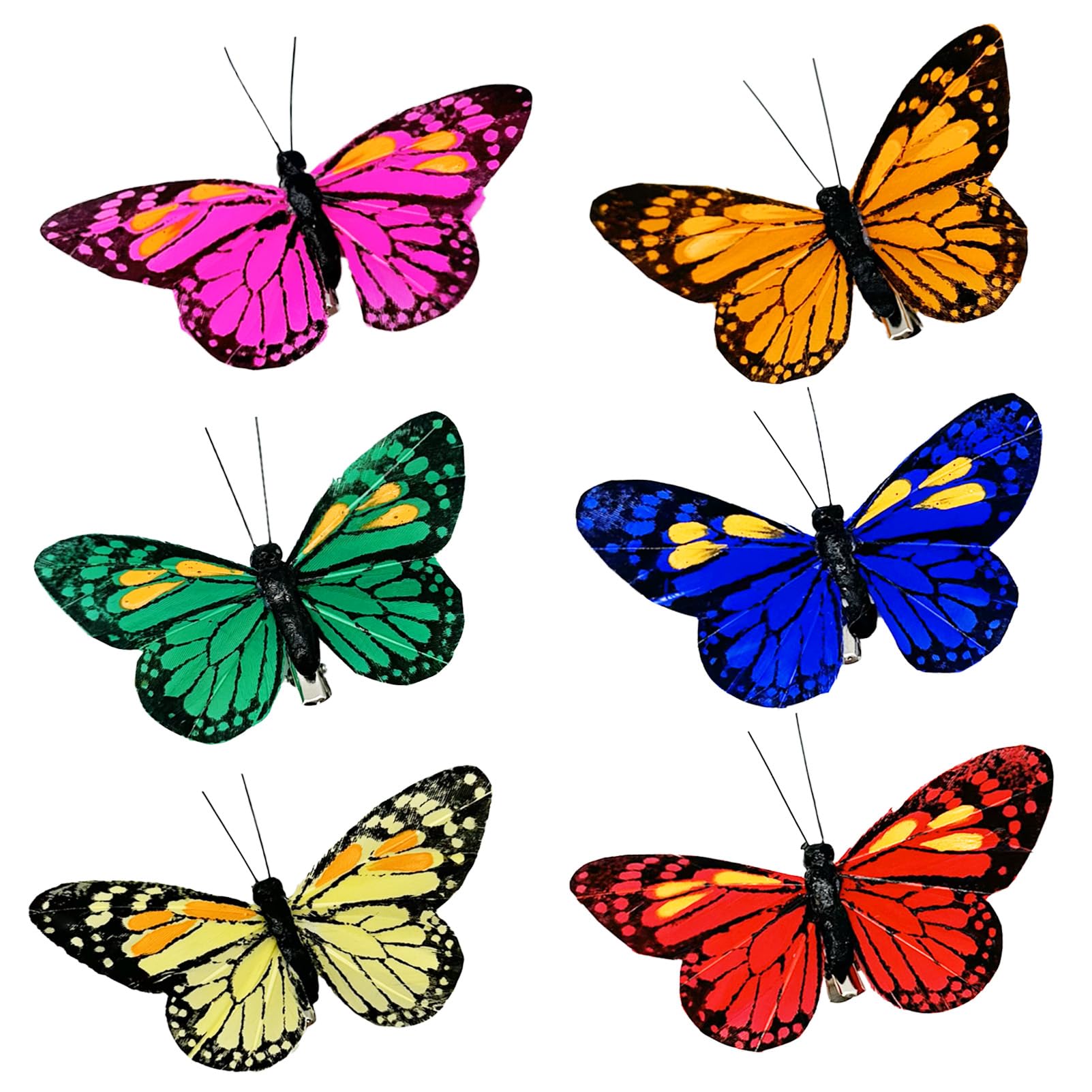 Amazon.com: 6pcs Artificial Feather Butterfly Decorations Artificial ...