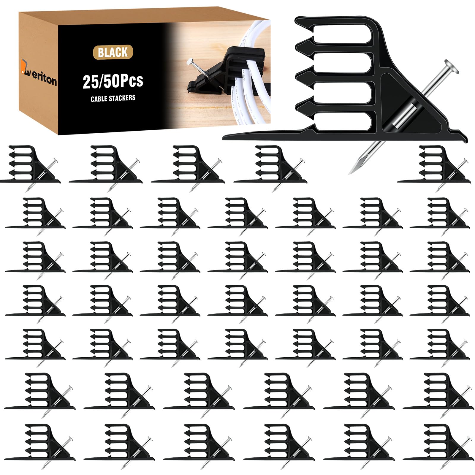 Snapklik.com : Leriton 50 Pcs Cable Stackers Electrical Cable Stapler ...
