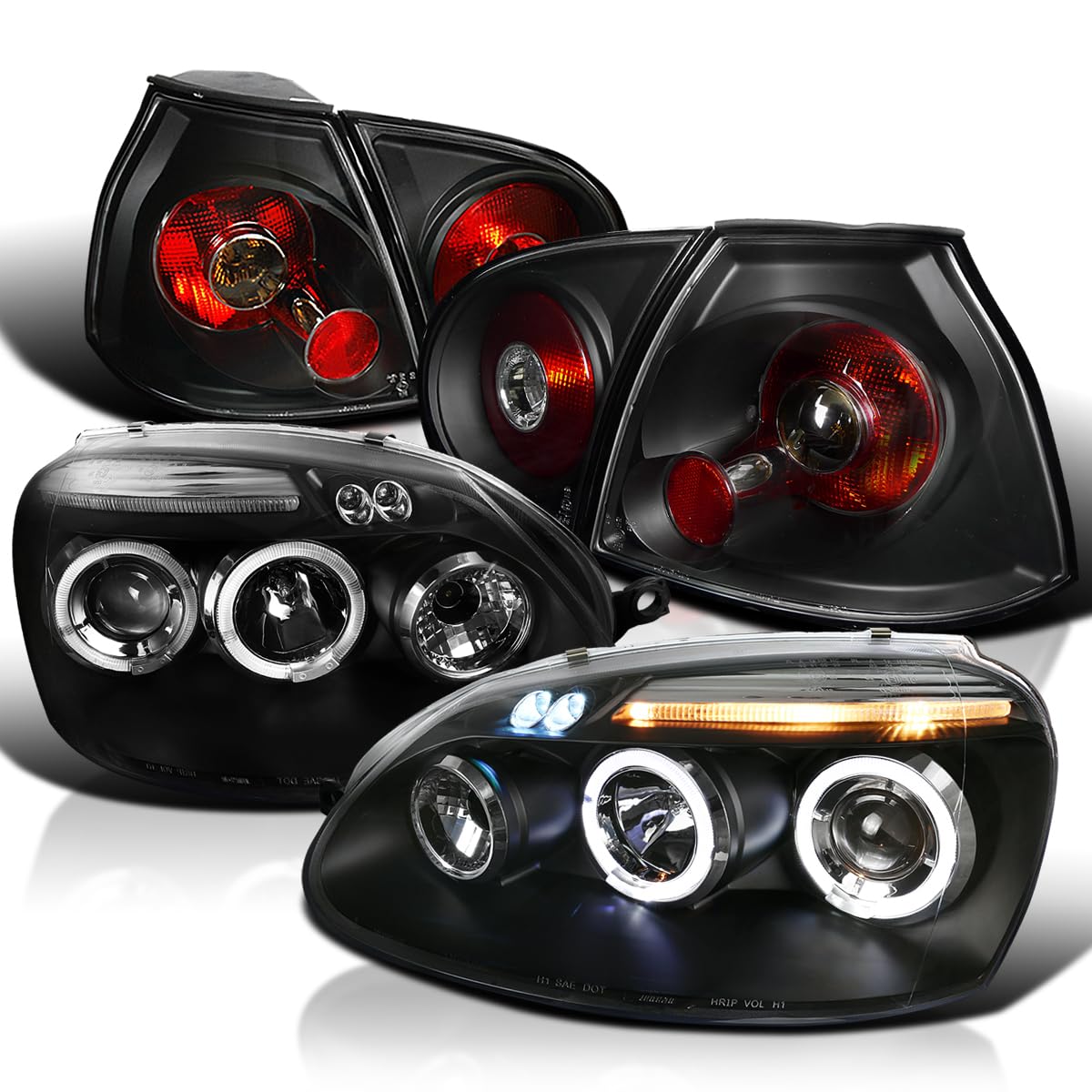 Amazon.com: Spec-D Tuning Retro Style Projector Headlights Black w/ 8 ...