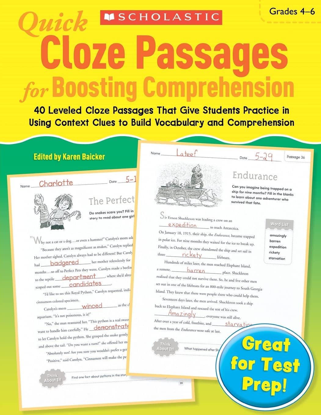 Amazon.com: Quick Cloze Passages for Boosting Comprehension 4-6: 40 ...