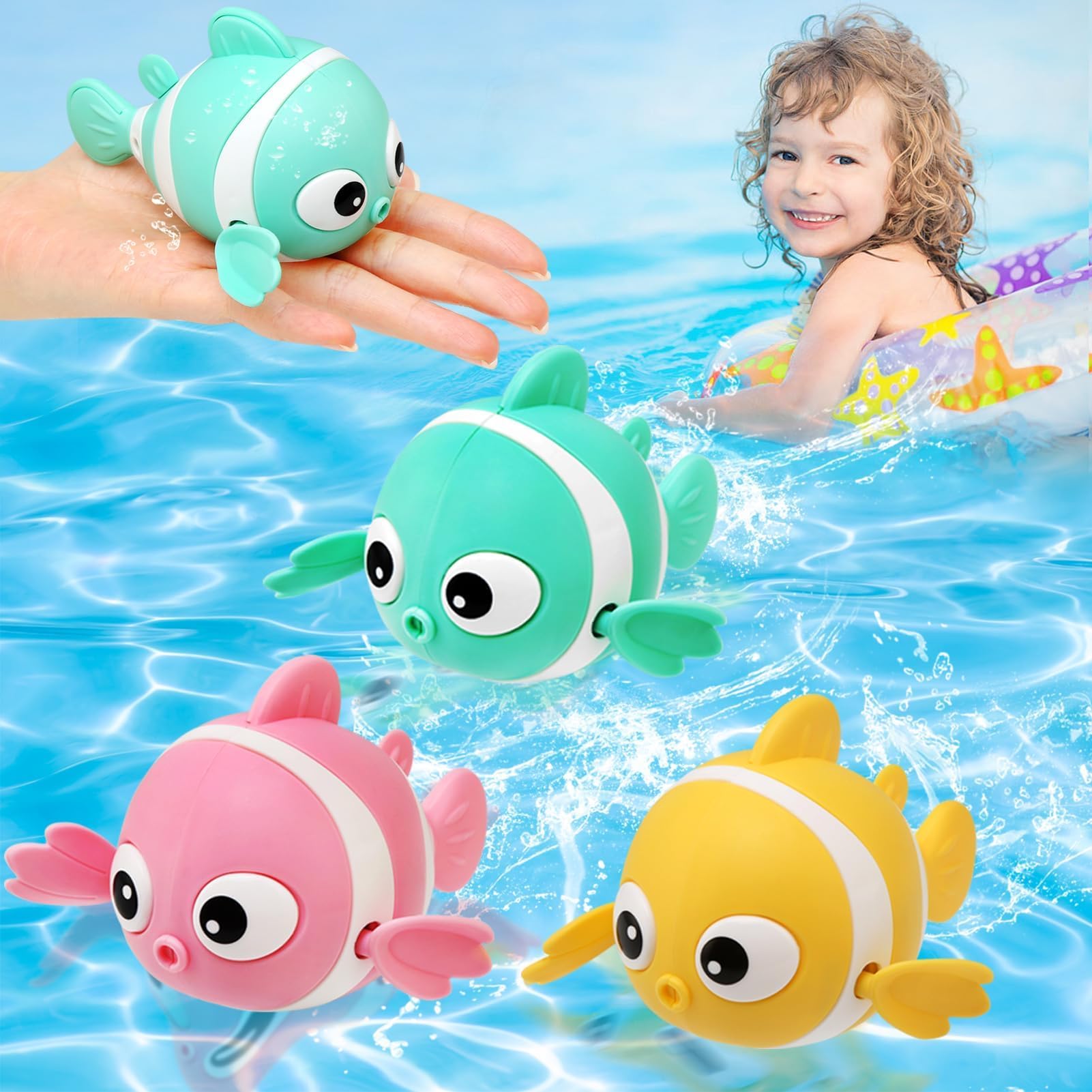 TERRIFI Baby Bath Toys, Wind-Up Paddling Pool Toys for 1-3 Year Olds ...