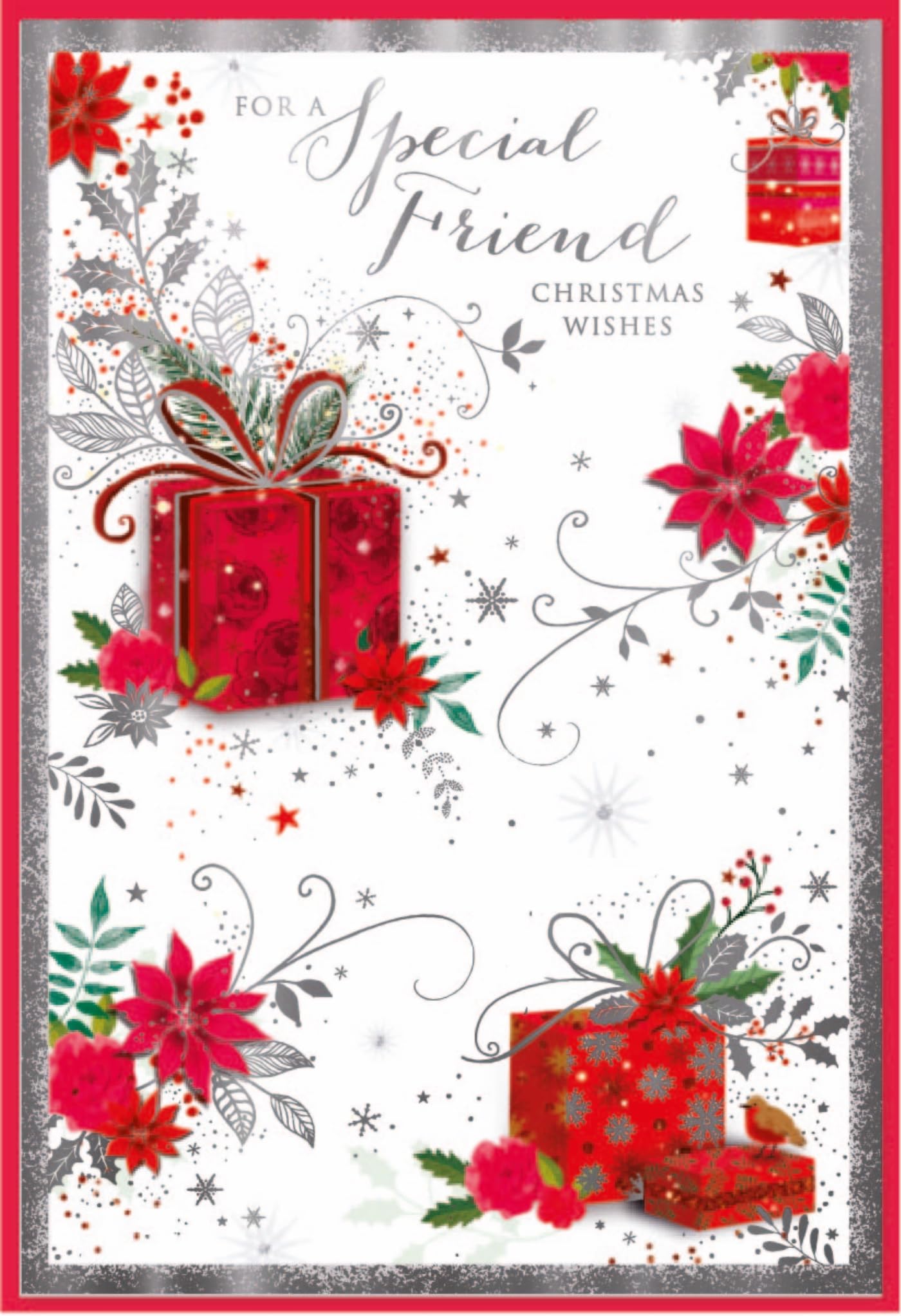 Very Special Friend Female Christmas Card - Winter Florals and ...