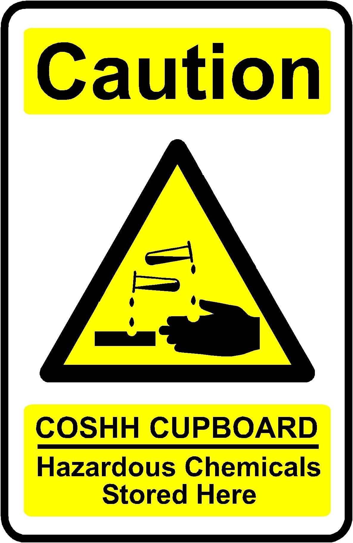Caution COSHH Cupboard Hazardous Chemicals Stored Here Self Adhesive ...