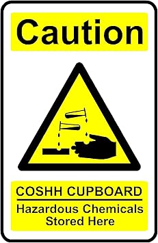 Caution COSHH Cupboard Hazardous Chemicals Stored Here Self Adhesive ...