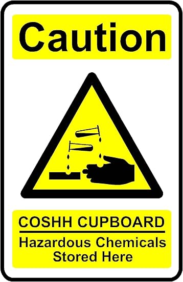 Caution COSHH Cupboard Hazardous Chemicals Stored Here Self Adhesive ...