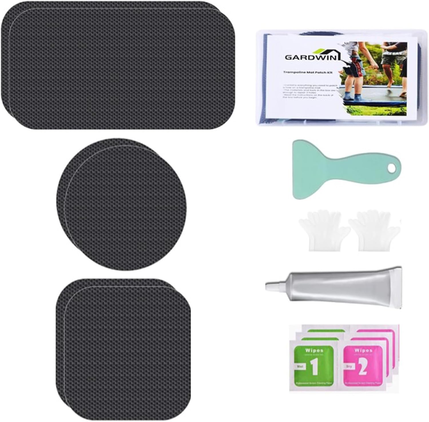 Amazon.com : Gardwin Trampoline Patch Repair Kit with 2 Round 2 Square ...