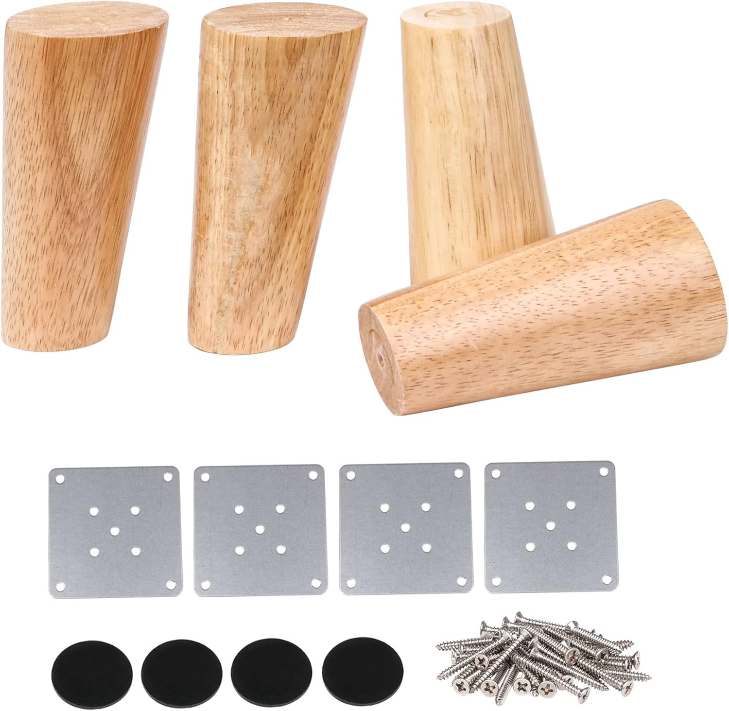 Amazon.com: Pack of 4 Wood Furniture Parts Sofa Legs Oblique Tapered ...