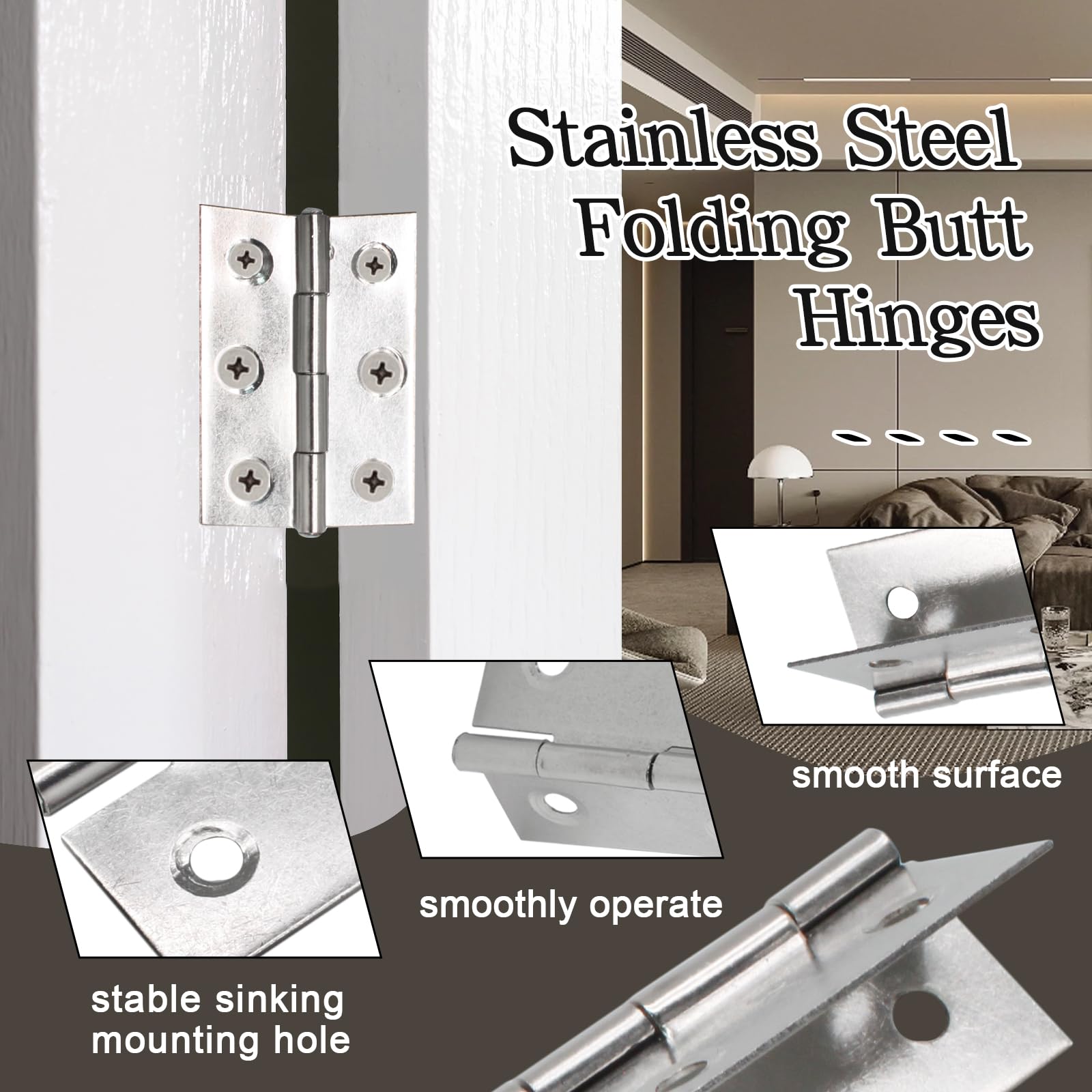Snapklik.com : Luomorgo 30 Pack Mini Hinges Butt Hinges, Stainless Steel Cabinet Hinge, Small ...