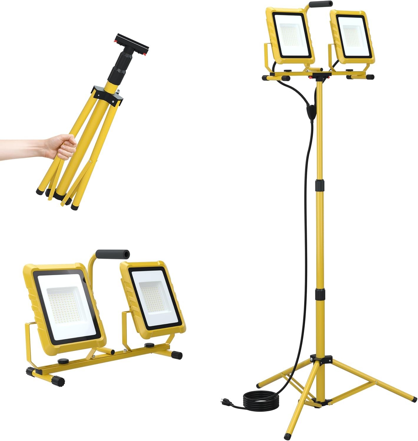 RELIANCER 20000Lm Dual Head LED Work Light Telescoping Tripod Stand ...