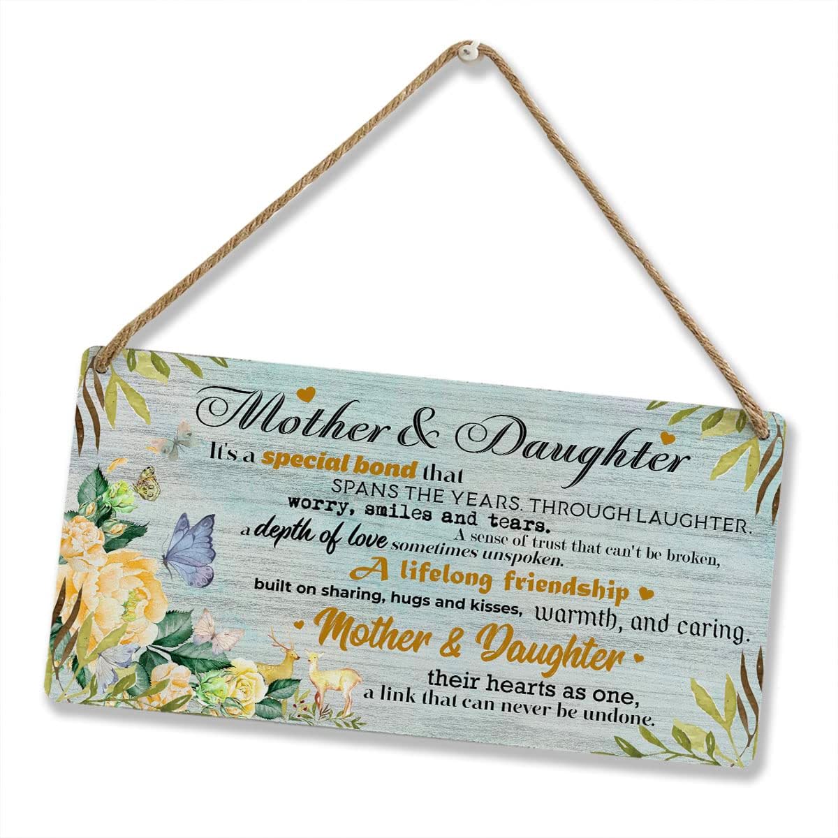 Amazon.com: Country Floral Butterfly Mother Daughter Wooden Plaque Sign ...