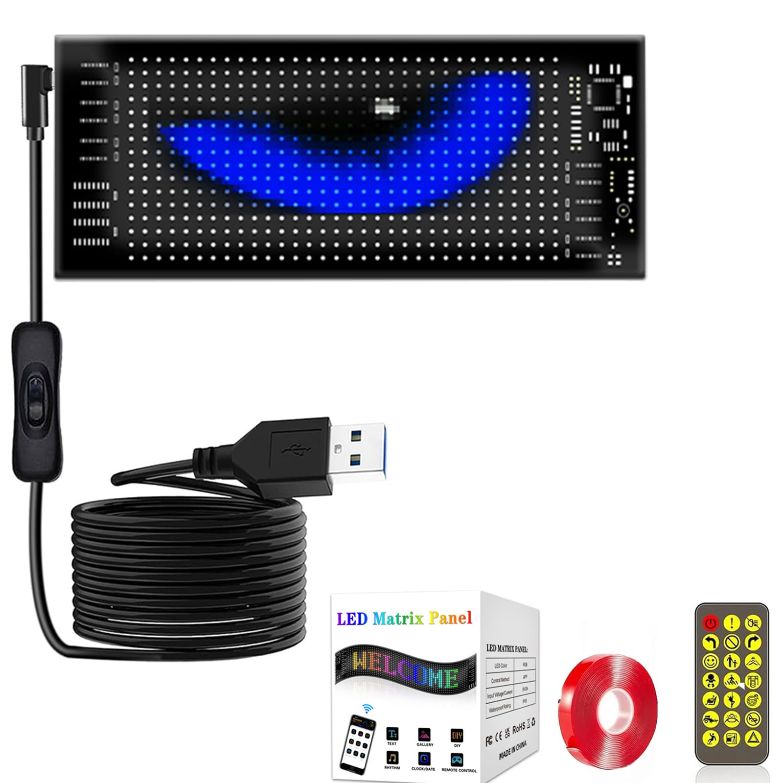 Car Led Sign Diy Programmable Scrolling Led Display 7x3 Usb ...