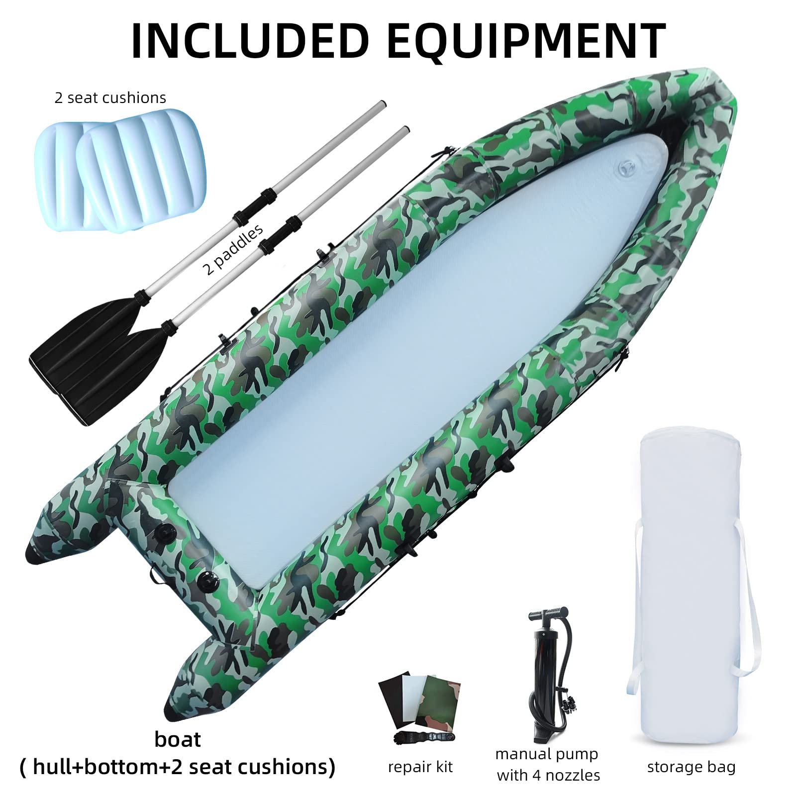 GONFLABLE Inflatable Kayak 2 Person Adult, 10Ft Dinghy Boat Raft ...