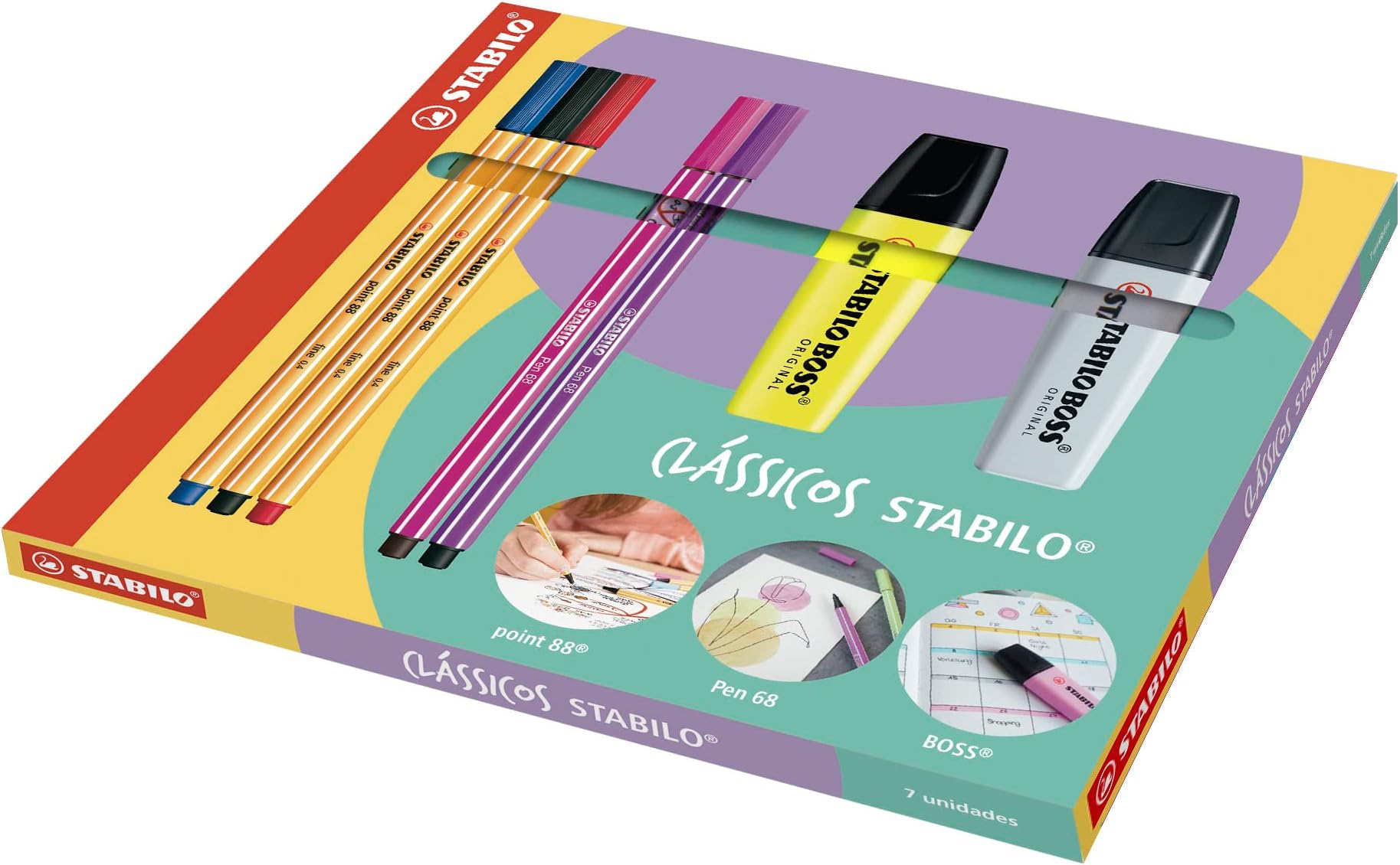 Stabilo - Kit Clássicos com 3 Point 88, 2 Pen 68 e 2 Marca Texto Boss ...