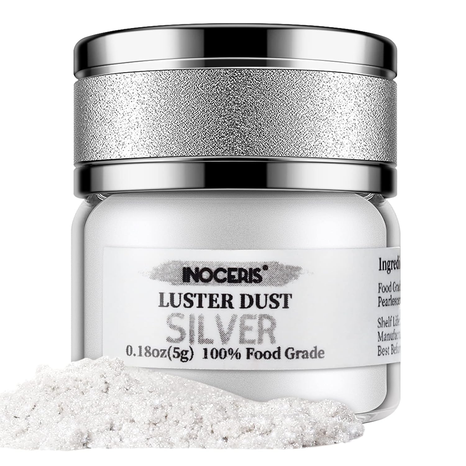 Amazon.com : Silver Luster Dust Edible - 5 Grams Food Grade Vegan Cake ...