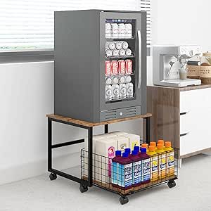 PUNCIA Mobile Mini Fridge Stand with Large Capacity Storage Portable ...