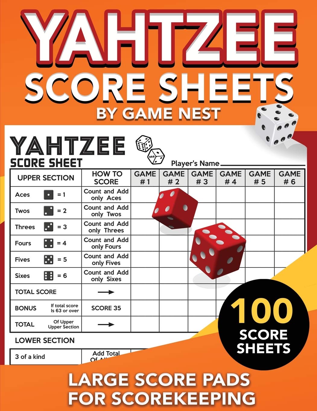Amazon.com: Yahtzee Score Sheets: 100 Large Score Pads for Scorekeeping ...
