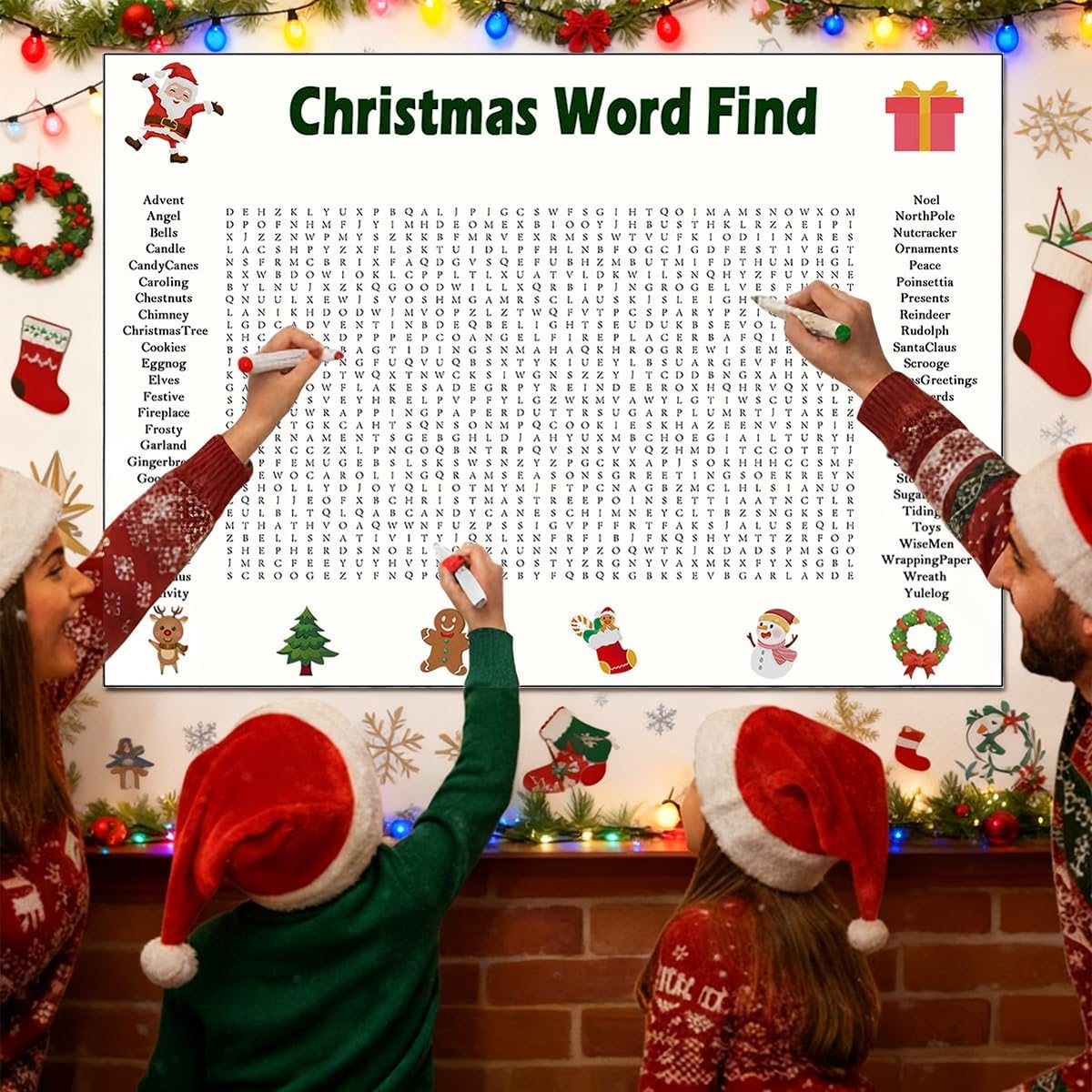 Amazon.com: Jumbo Christmas Word Search Poster, Giant Holiday Word ...