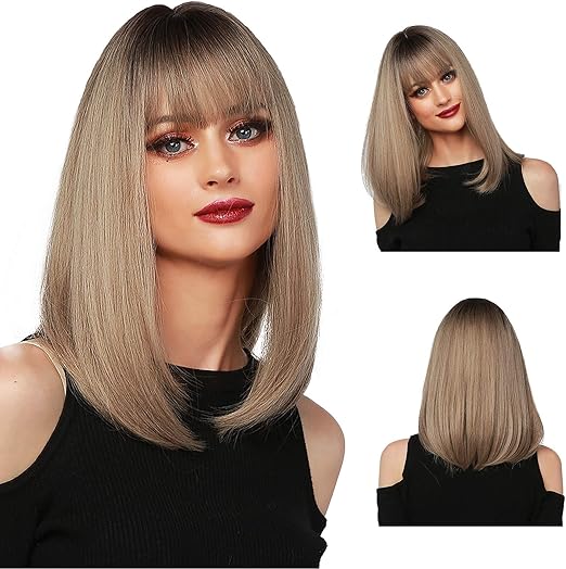 MISHAIR Parrucche donna con frangia Parrucche Biondo Caschetto Corte di ...