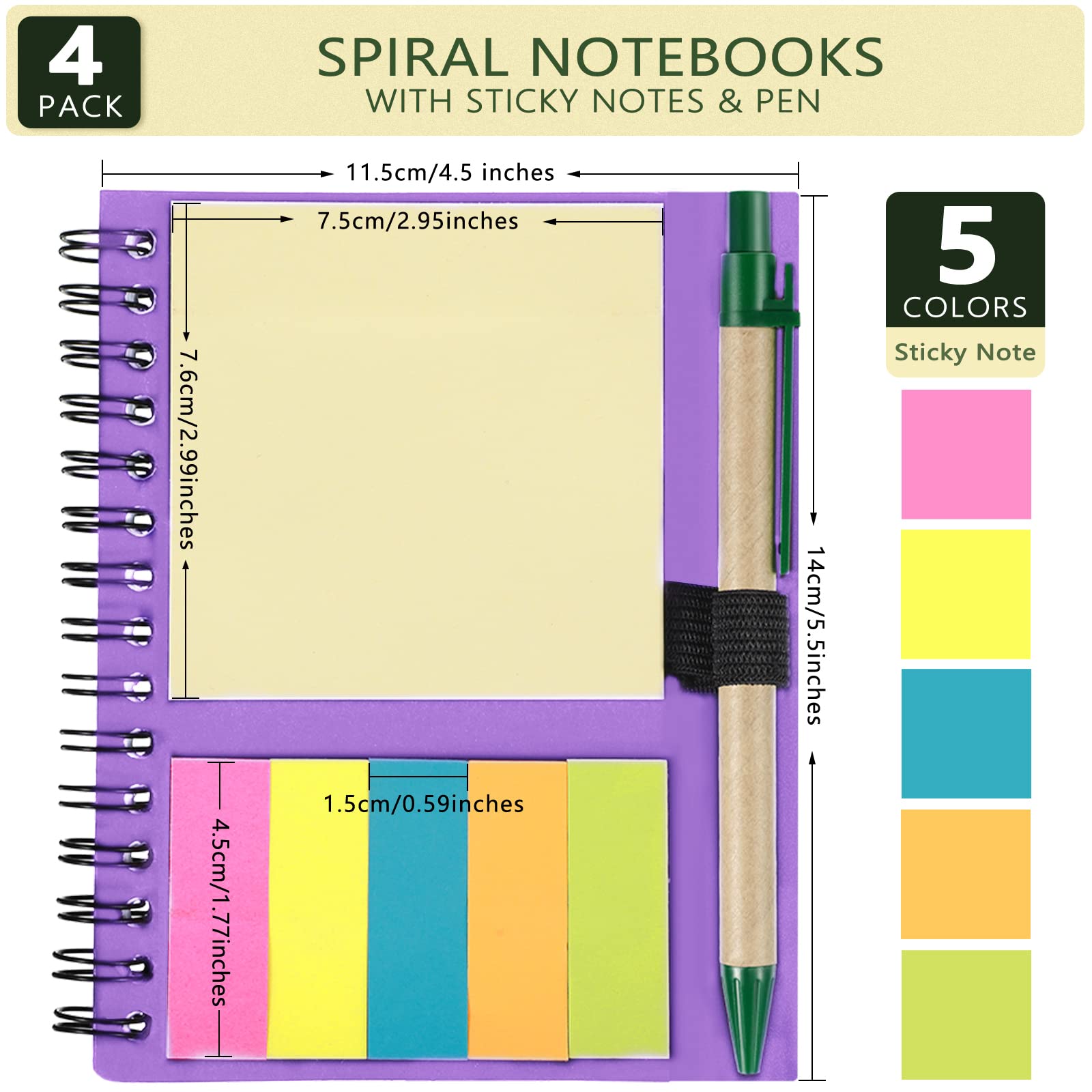 Snapklik.com : TOODOO 4 Packs Spiral Notebook Lined Notepad