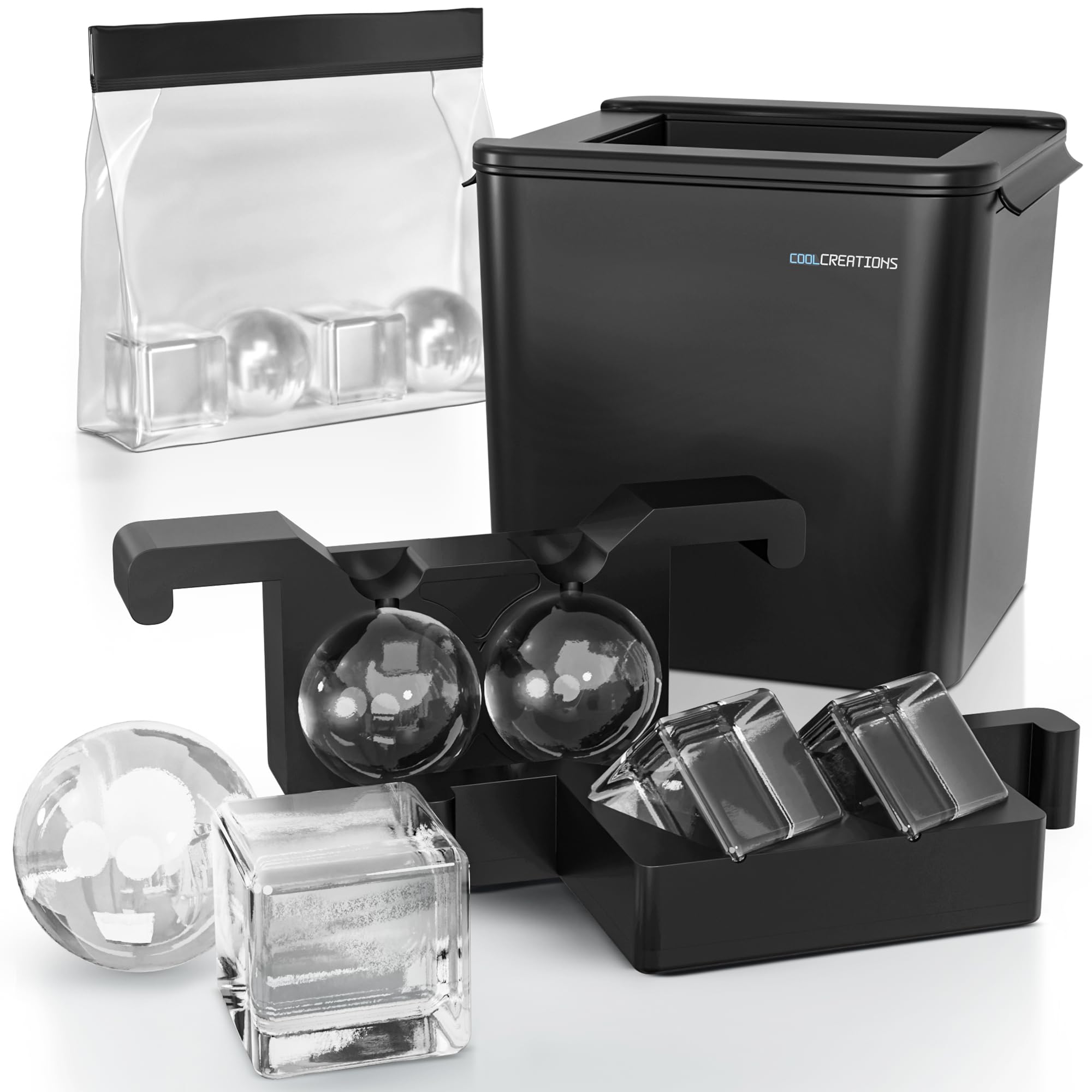 Amazon.com: COOLCREATIONS Clear Ice Cube Maker - 2 in 1 Design for ...