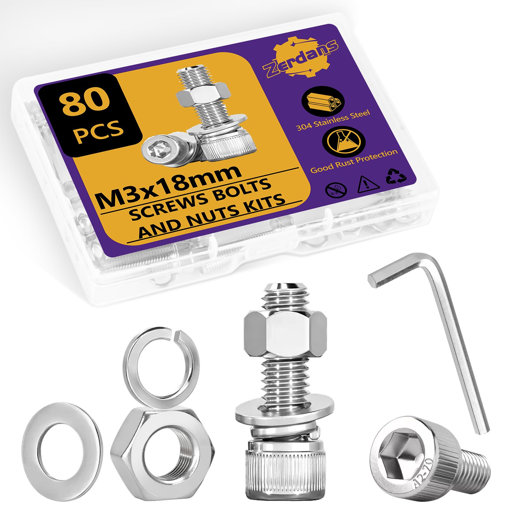 Snapklik.com : 80PCS M3 Metric Screws Bolts And Nuts Assortment Kit, M3 ...
