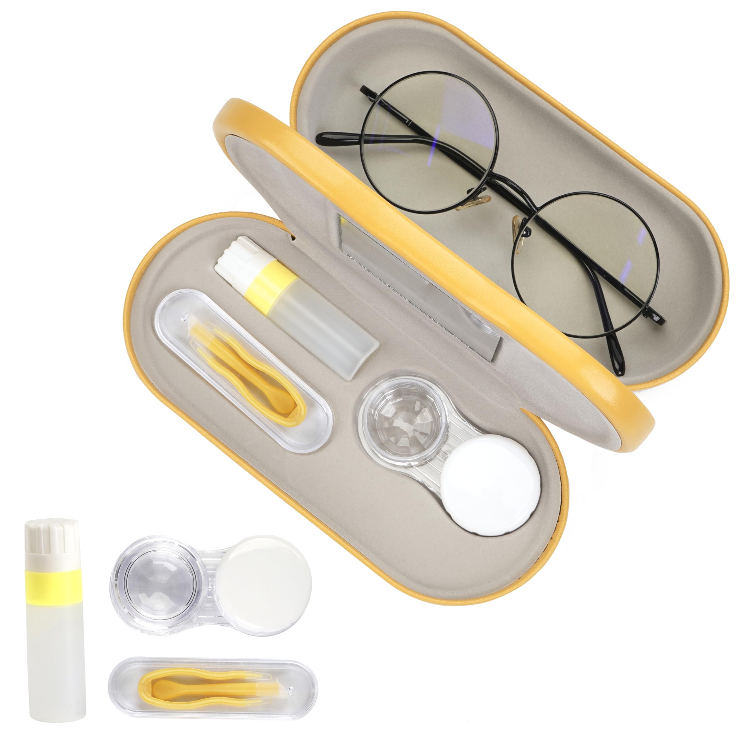 Amazon.com: cauyuan Eyeglass Case Double Sided Portable Contact Lens ...