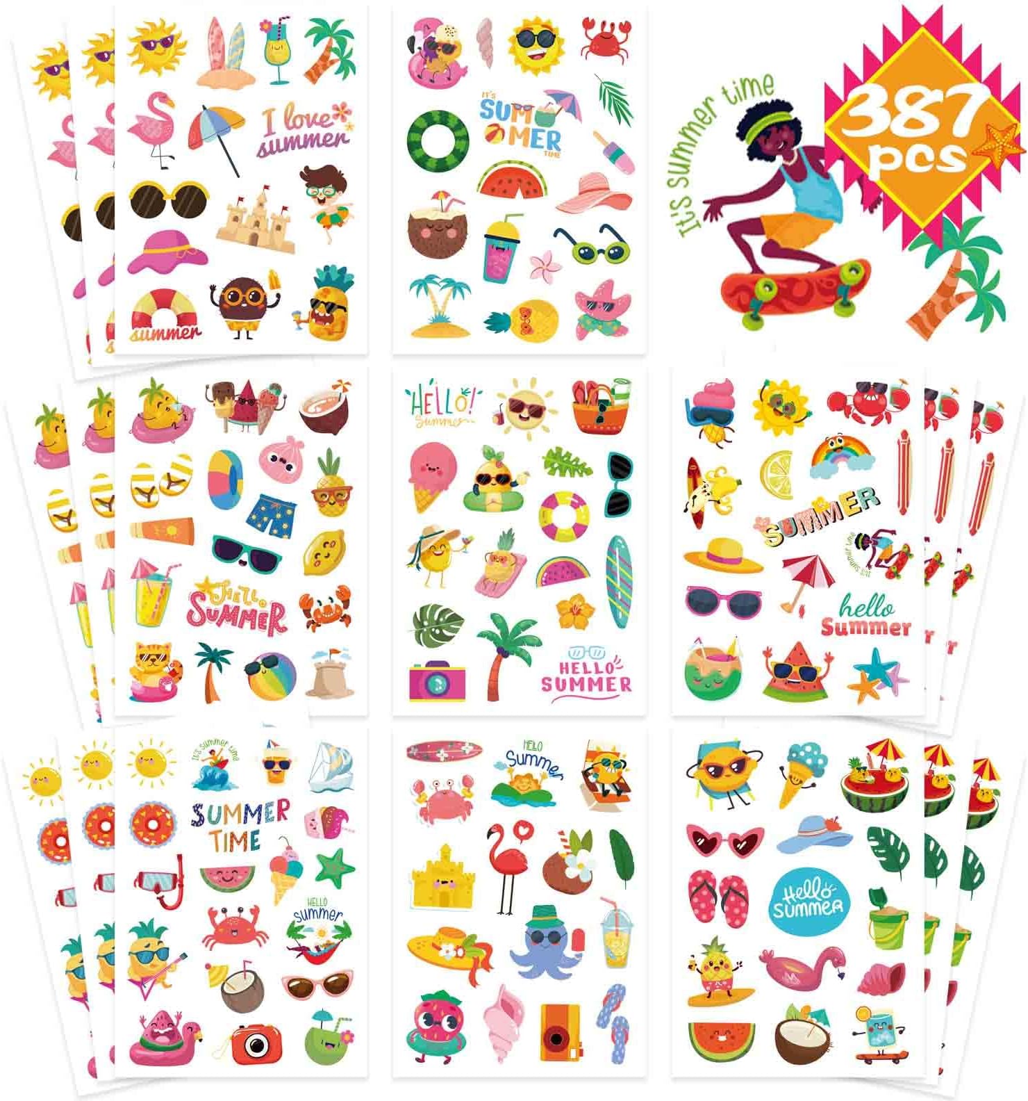 Amazon.com: 16 Sheets Summer Stickers Pool Beach Luau Hawaii Stickers ...