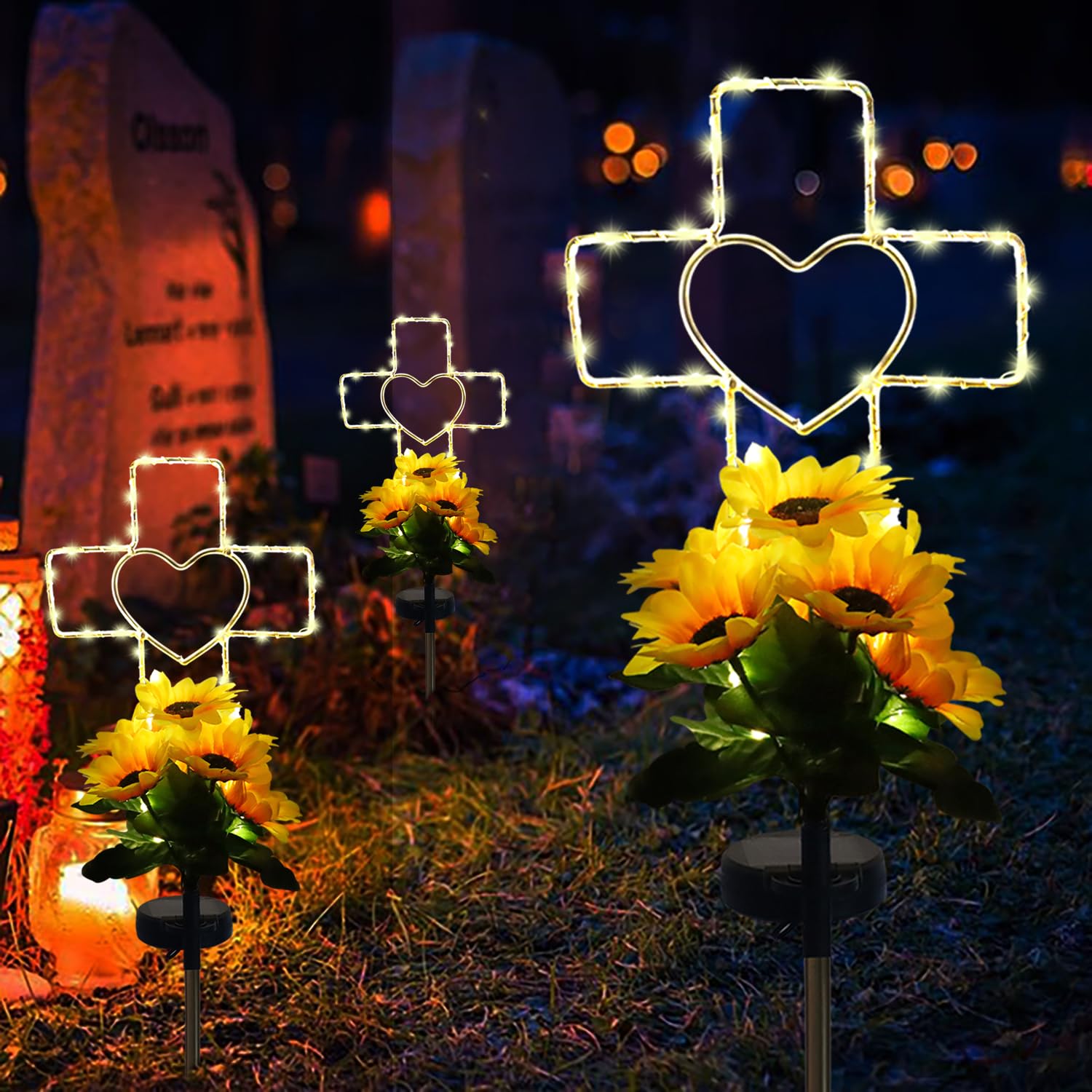 Solar Cemetery Decorations Waterproof Solar Stake Garden Light Garden