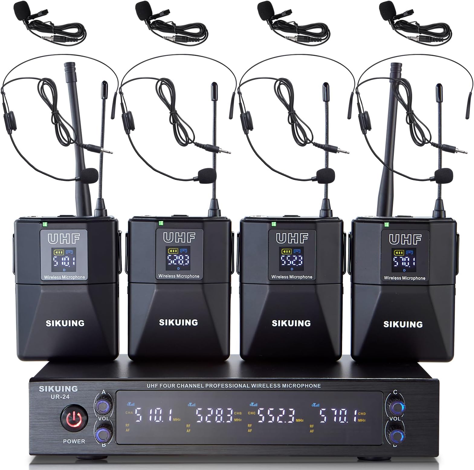Amazon.com: wenwen Frequency B Wireless Microphone System 4 Channel 4 ...