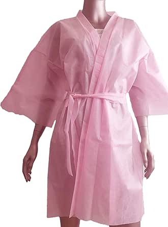 Amazon.com: essenavita disposable non woven pink kimono smock robe in ...