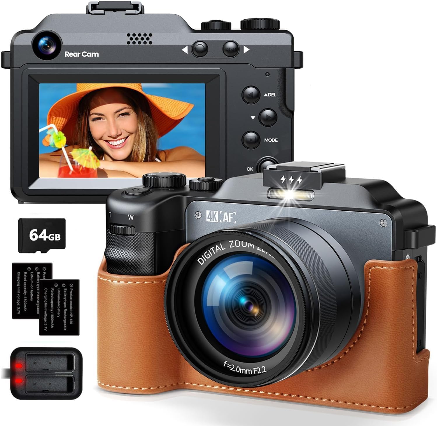 Amazon.com : 4K Digital Camera, Autofocus 64MP Vlogging Cameras for ...