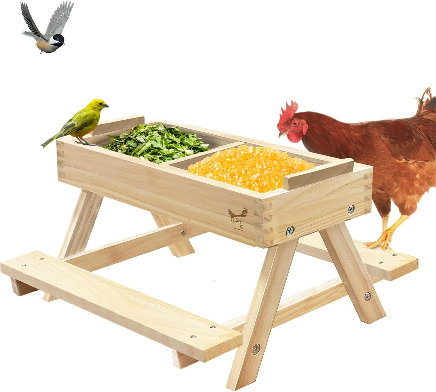 Amazon.com : COLRASN Chicken Picnic Table,Chicken Feeder No Waste ...