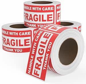 Amazon.com : Fragile Stickers 3" X 5", 2000 Eye-catching Fragile ...