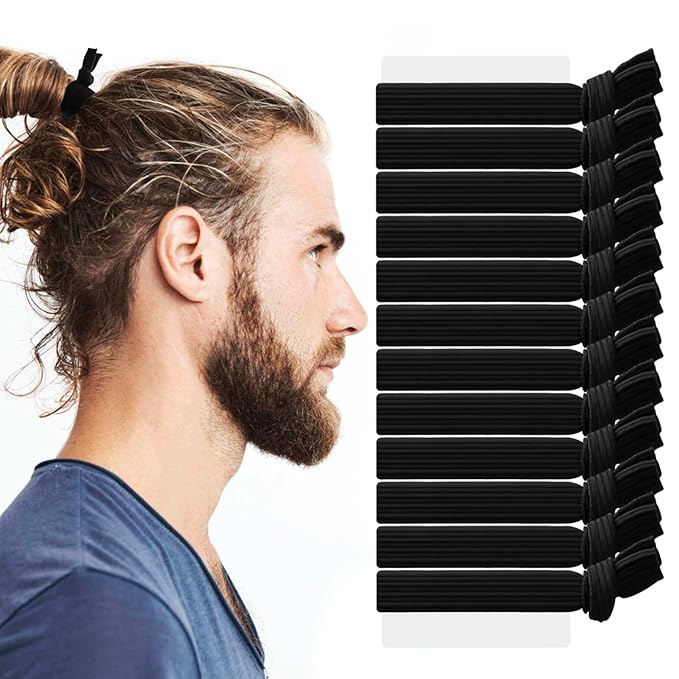 Amazon.com : SYGY 12PCS Black Knotted Hair Bands for Men, Men's Hair ...