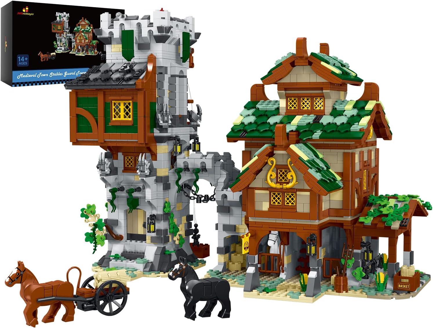 Amazon.com: JMBricklayer Medieval 30107 Stables and Guard Tower ...