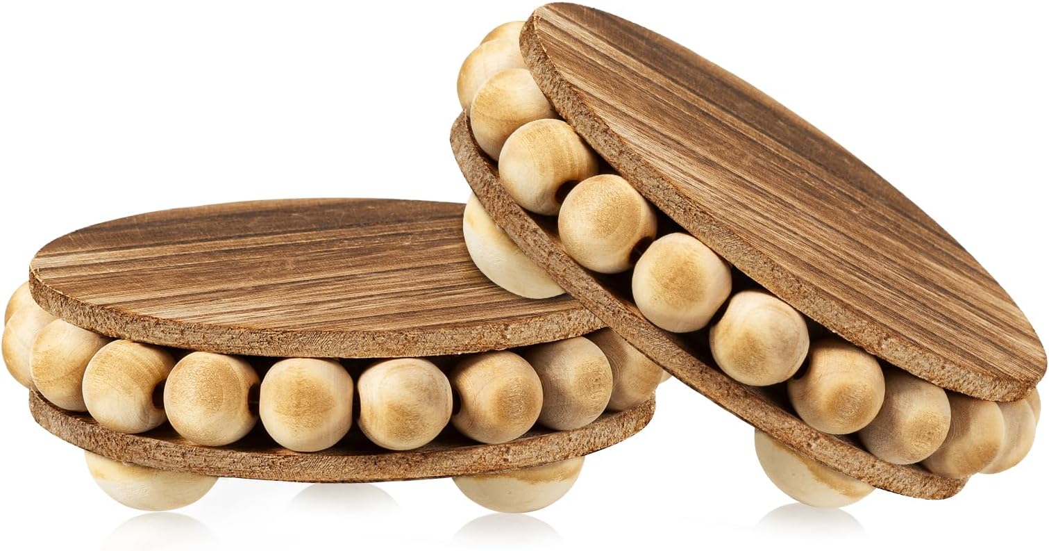 Amazon.com: Set of 2 Mini Wood Risers for Decor Round Wooden Riser ...