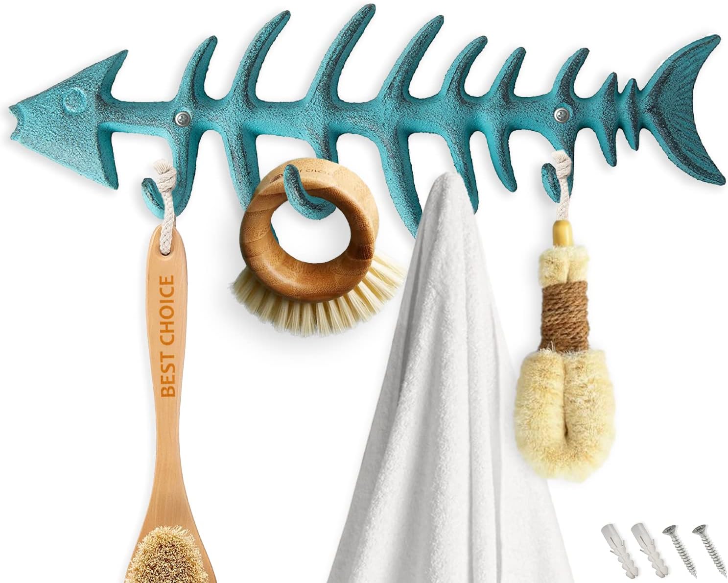 Amazon.com: Comfify Decorative Fish Bones Wall Mounted Towel Rack ...