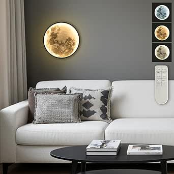 Clcmber Dimmable Moon Wall Light 9.5 Inch Indoor Plug in LED Wall ...
